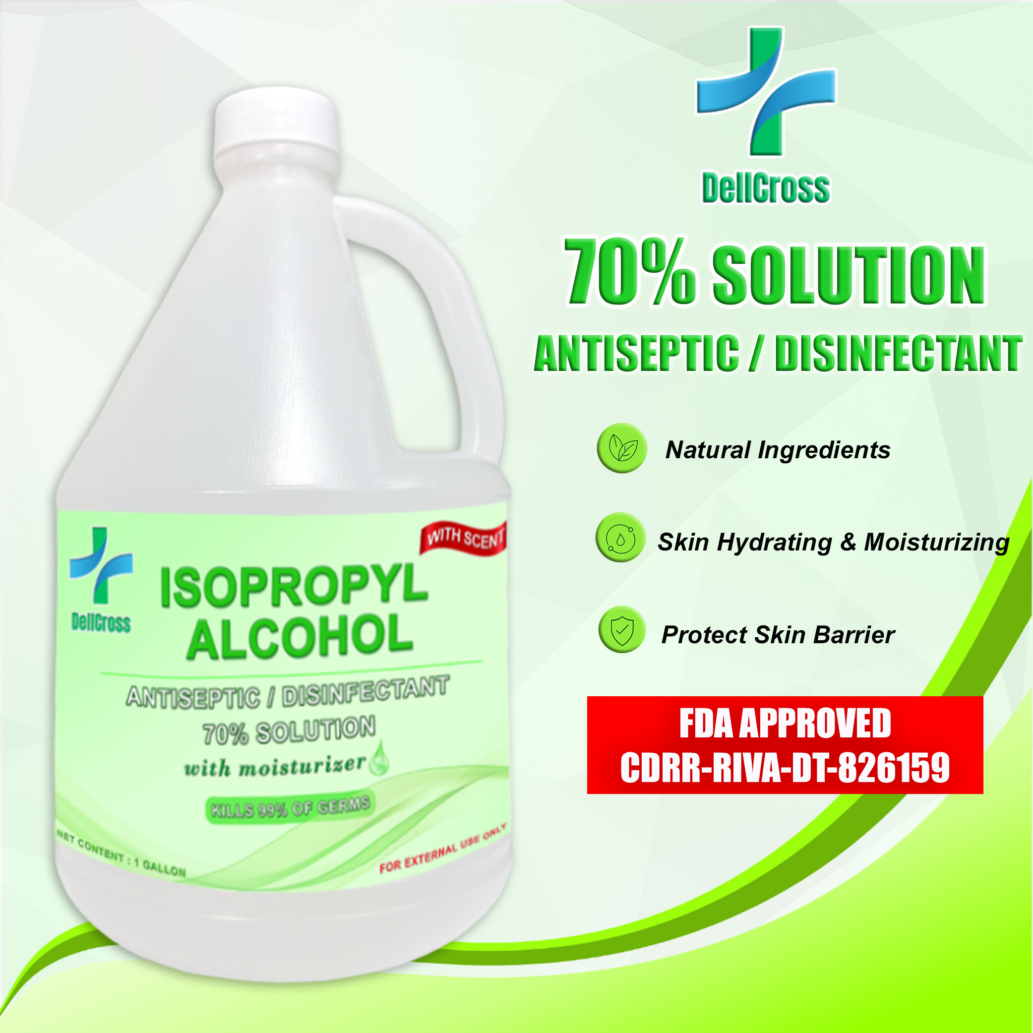 DellCross 70% Isopropyl Alcohol Disinfectant Antiseptic - 1 Gallon ...