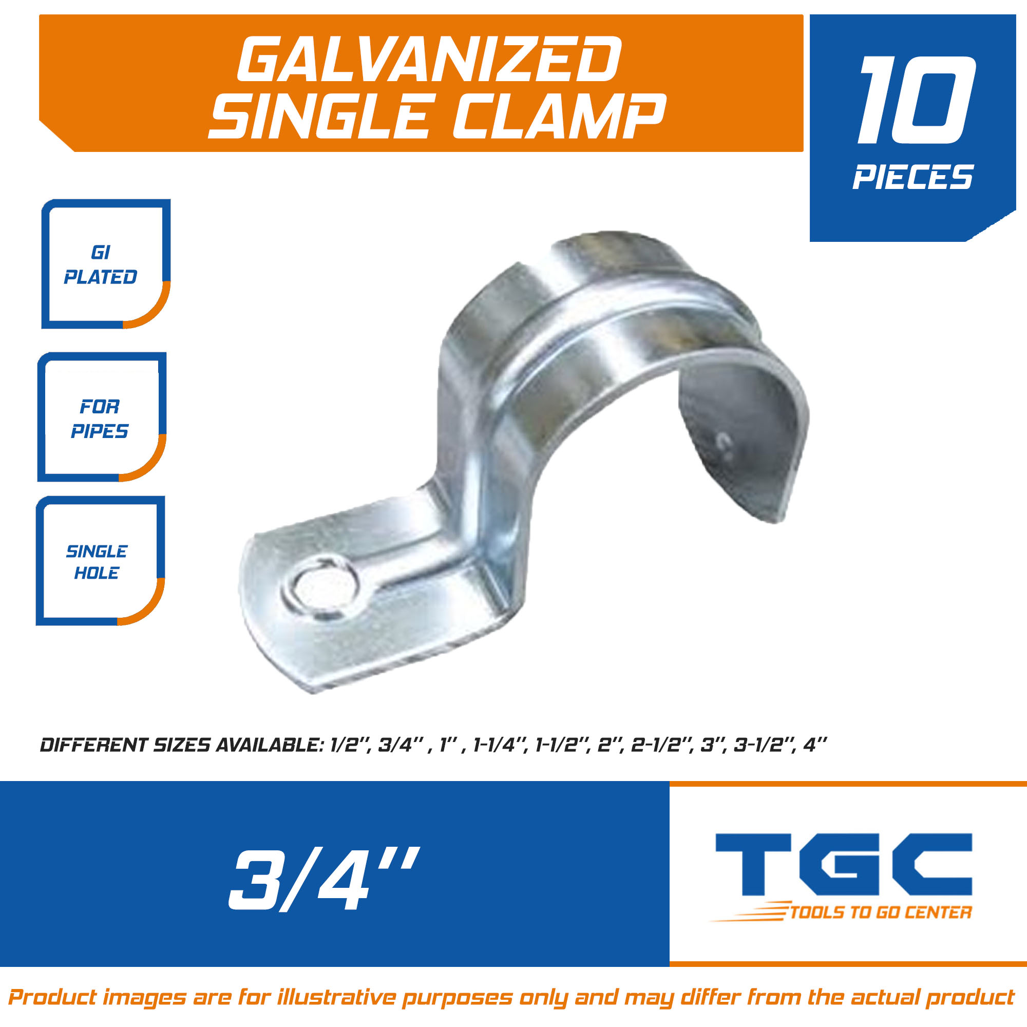 10PCS RSC 3/4 INCHES Single Clamp 1 Hole Clamp One Hole TGC | Lazada PH