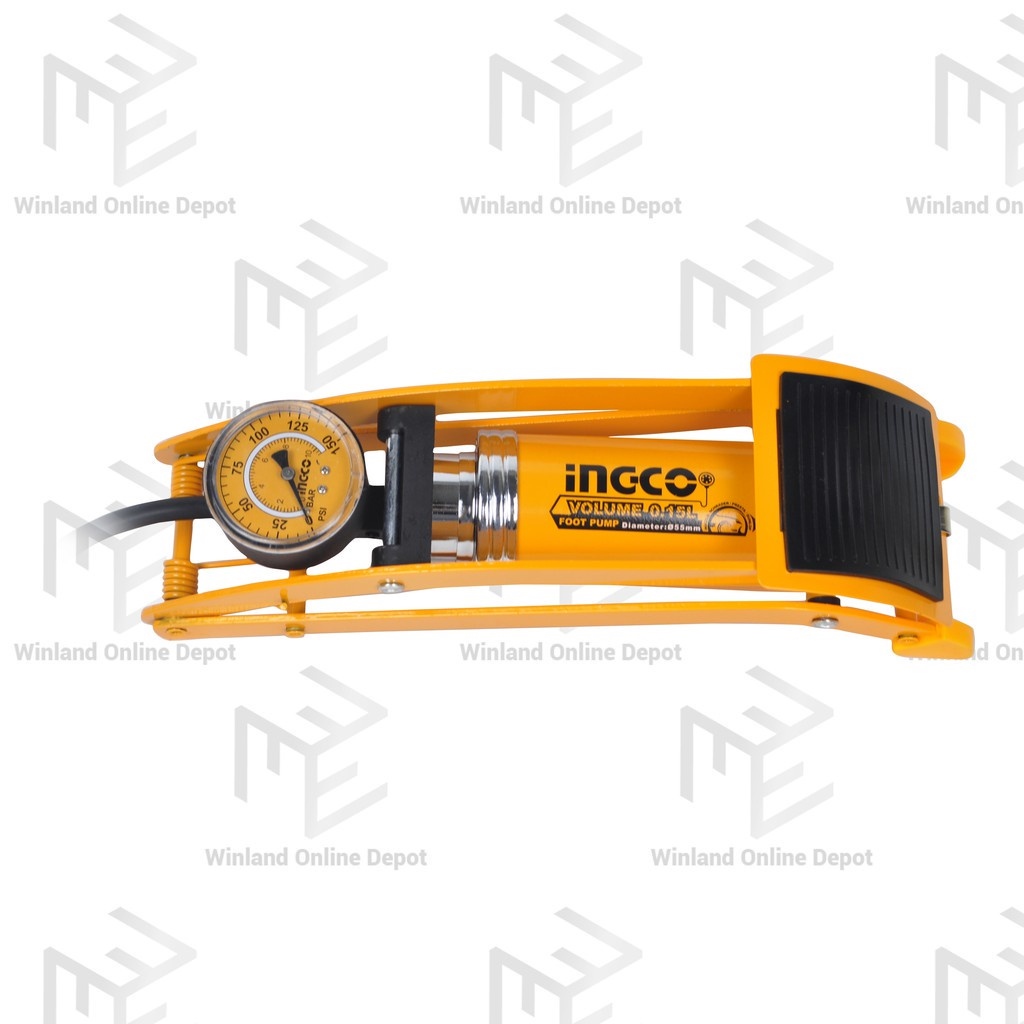 INGCO by Winland Foot Pump Steel Body Gauge Tire Inflator Air Foot Pump ...