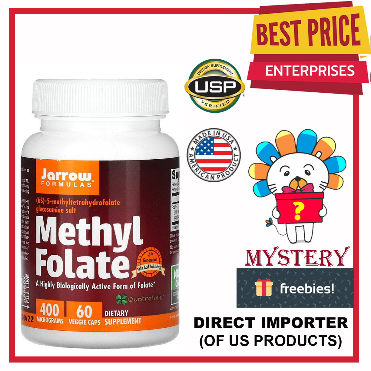 Jarrow Formulas Methyl Folate 400mg 60 Veggie Caps | Lazada PH