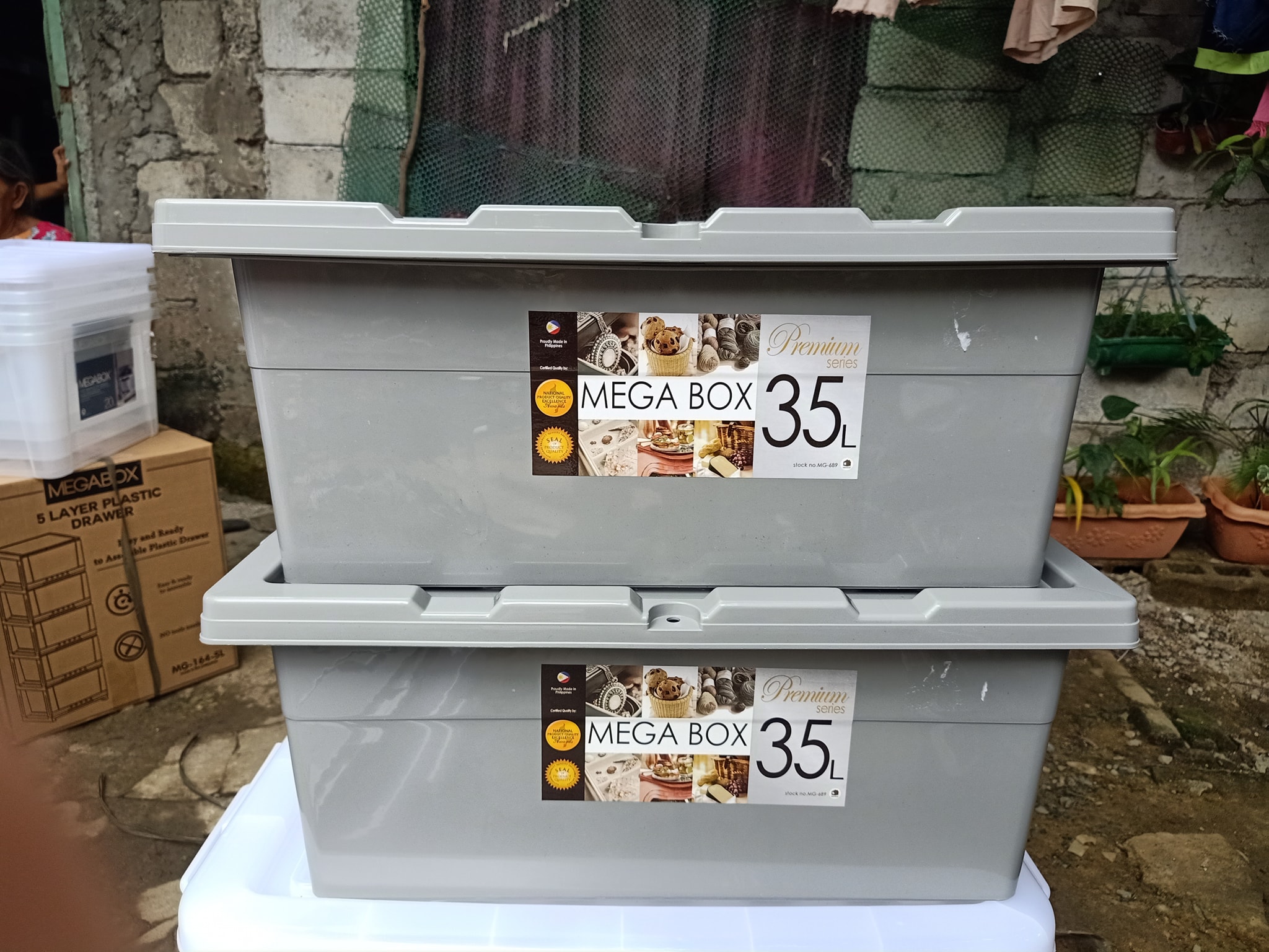 Megabox MG-689 Premium 35L Storage Box, Gray - Set of 2 | Lazada PH