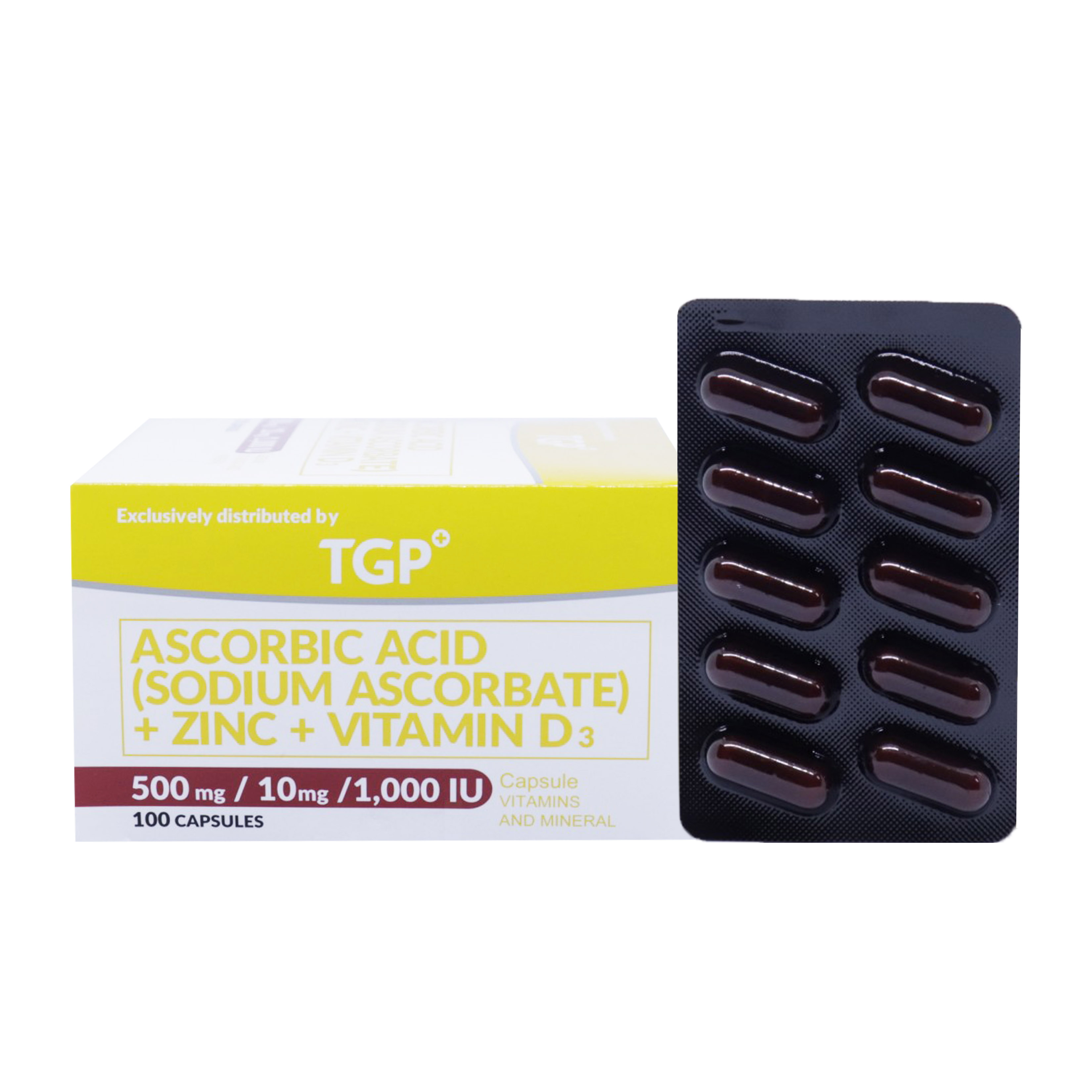 1 BOX TGP Ascorbic Acid + Zinc + Vitamin D3 500mg/10mg/1000IU (100 ...