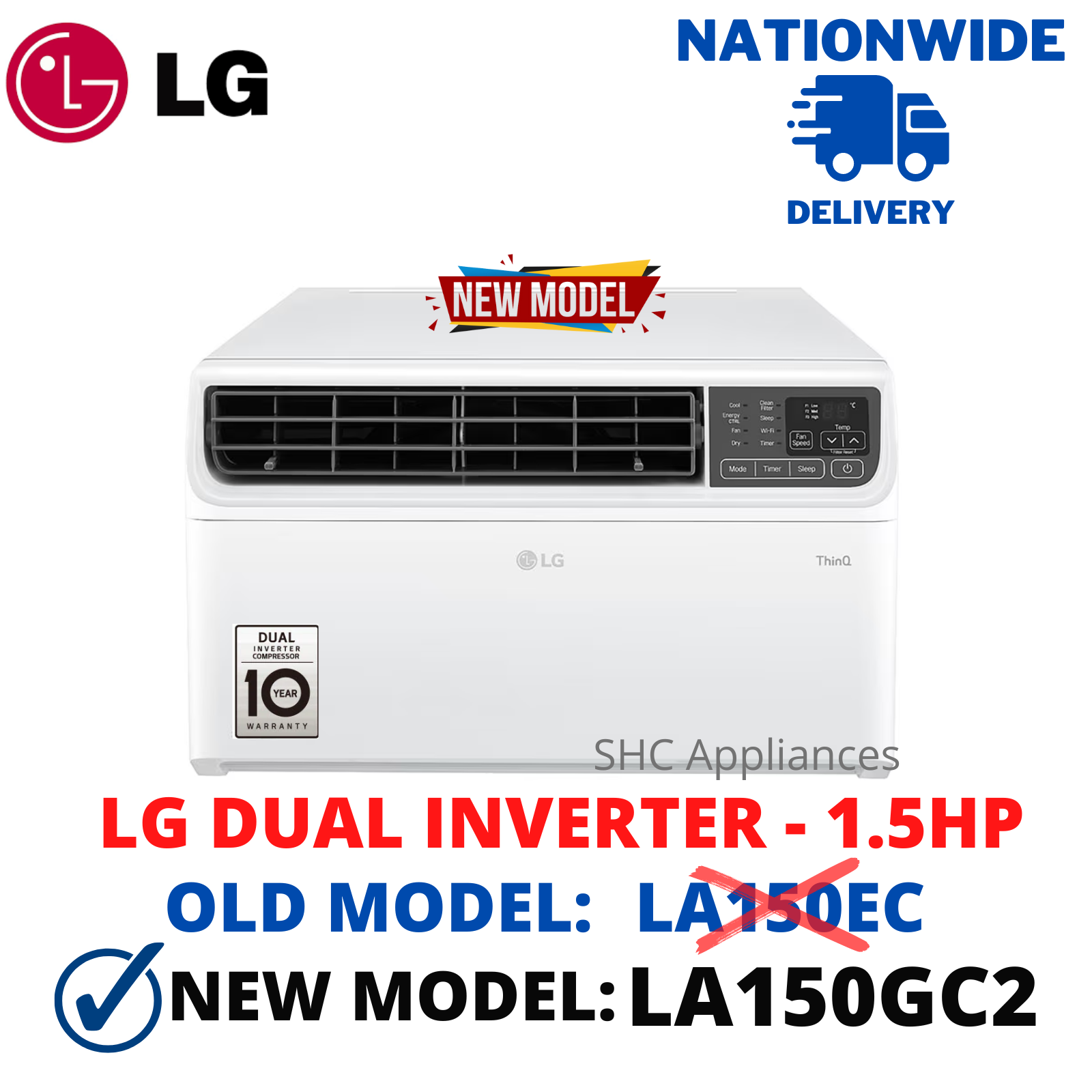 LG 1.5 HP LA150GC2 (2024 model) DUAL INVERTER WINDOW TYPE AIRCON ...