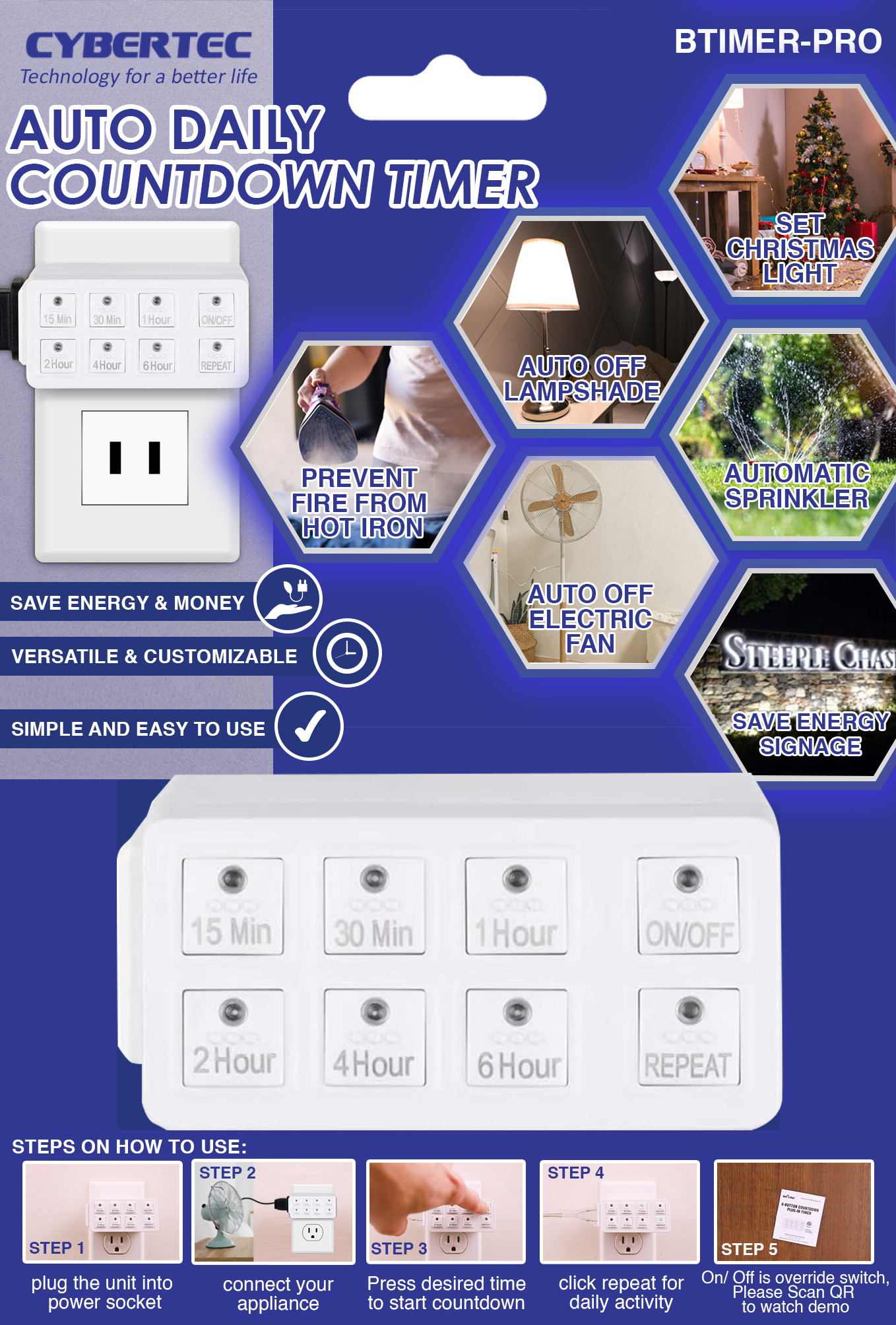 CYBERTEC Indoor Countdown Timer with Repeat Function, Heavy Duty ...