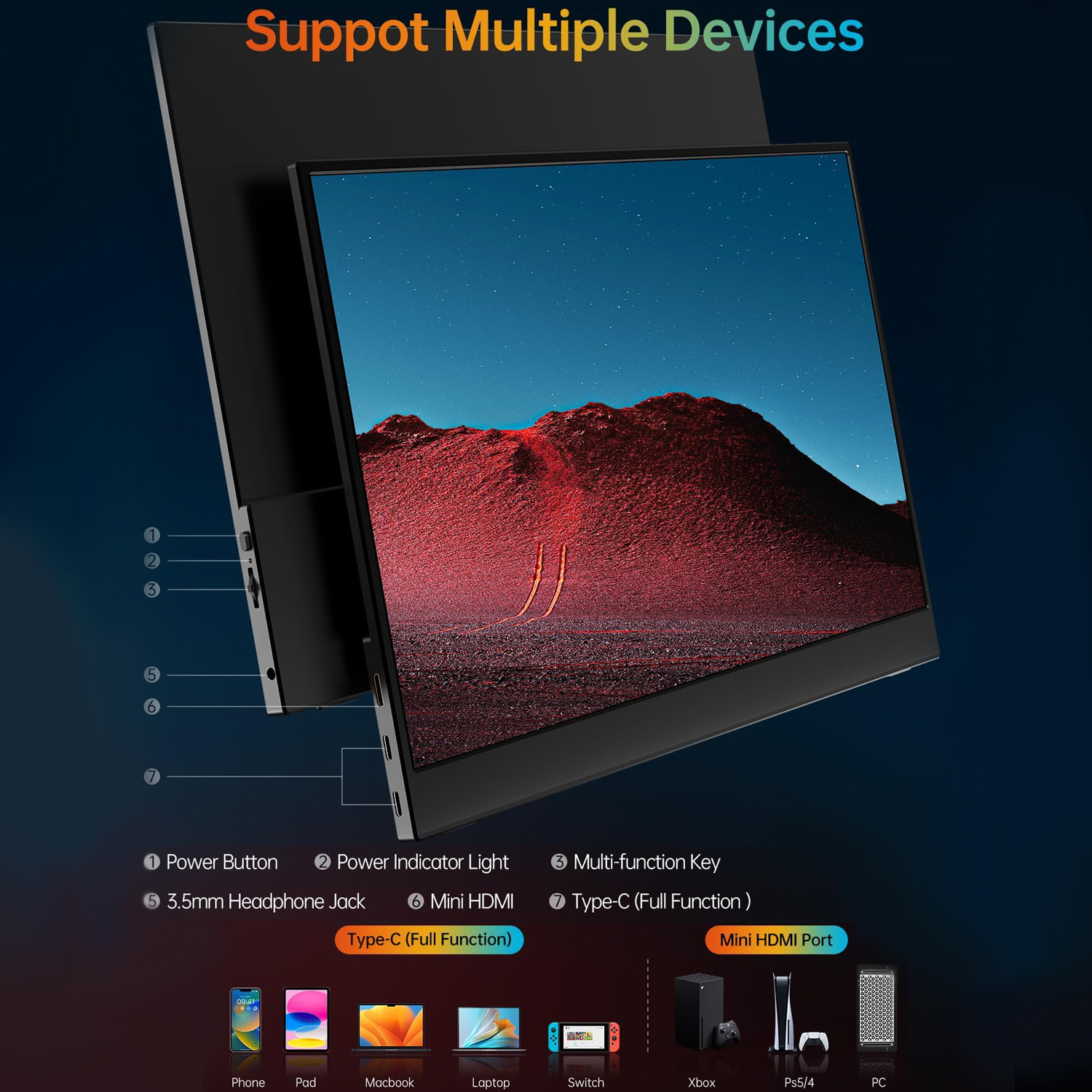 Ditu portable monitor 14 inch15.6 inch computer monitor 1080p 60Hz IPS ...
