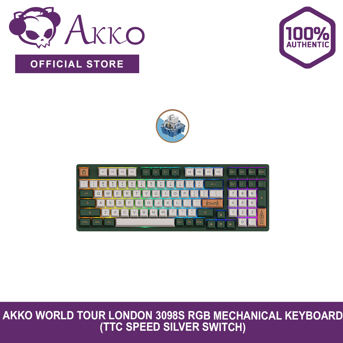 AKKO World Tour London 3098S RGB Mechanical Keyboard (TTC Speed Silver ...