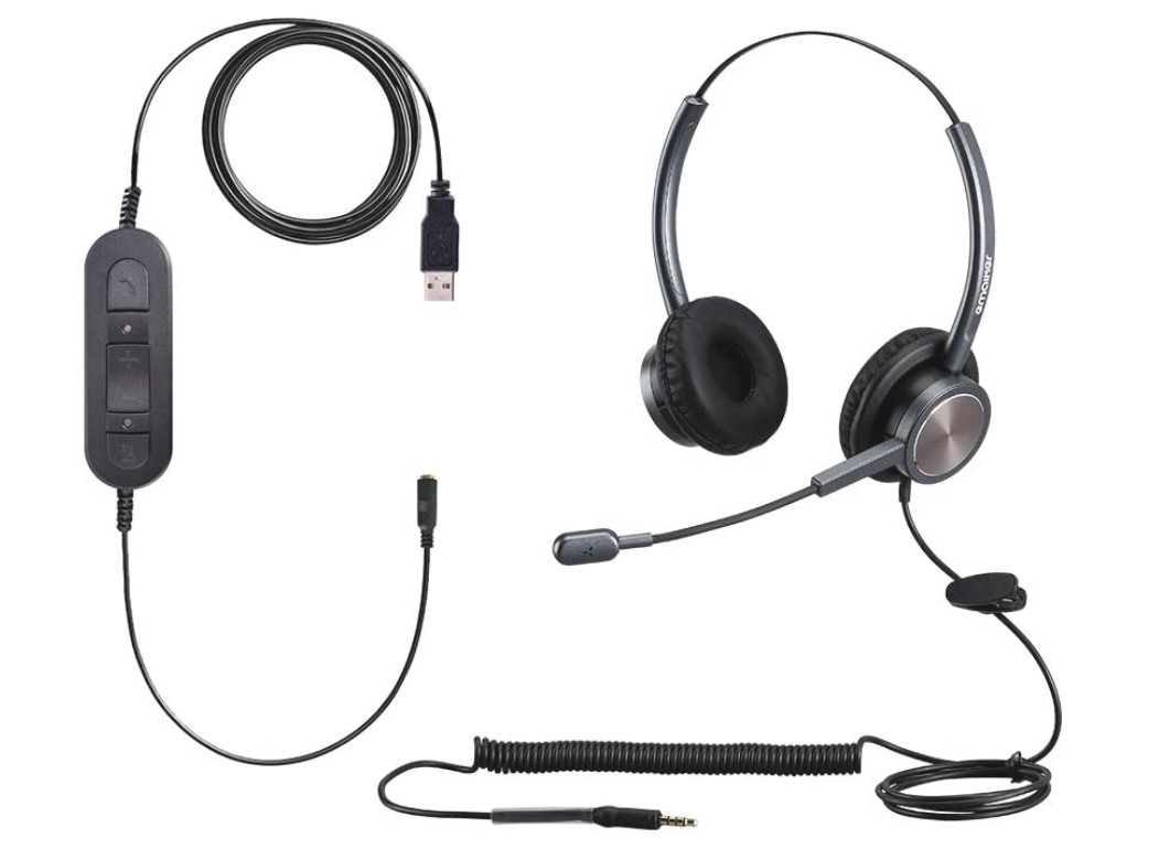 3.5mm to USB Call Center Headset with Noise Cancelling Microphone ...