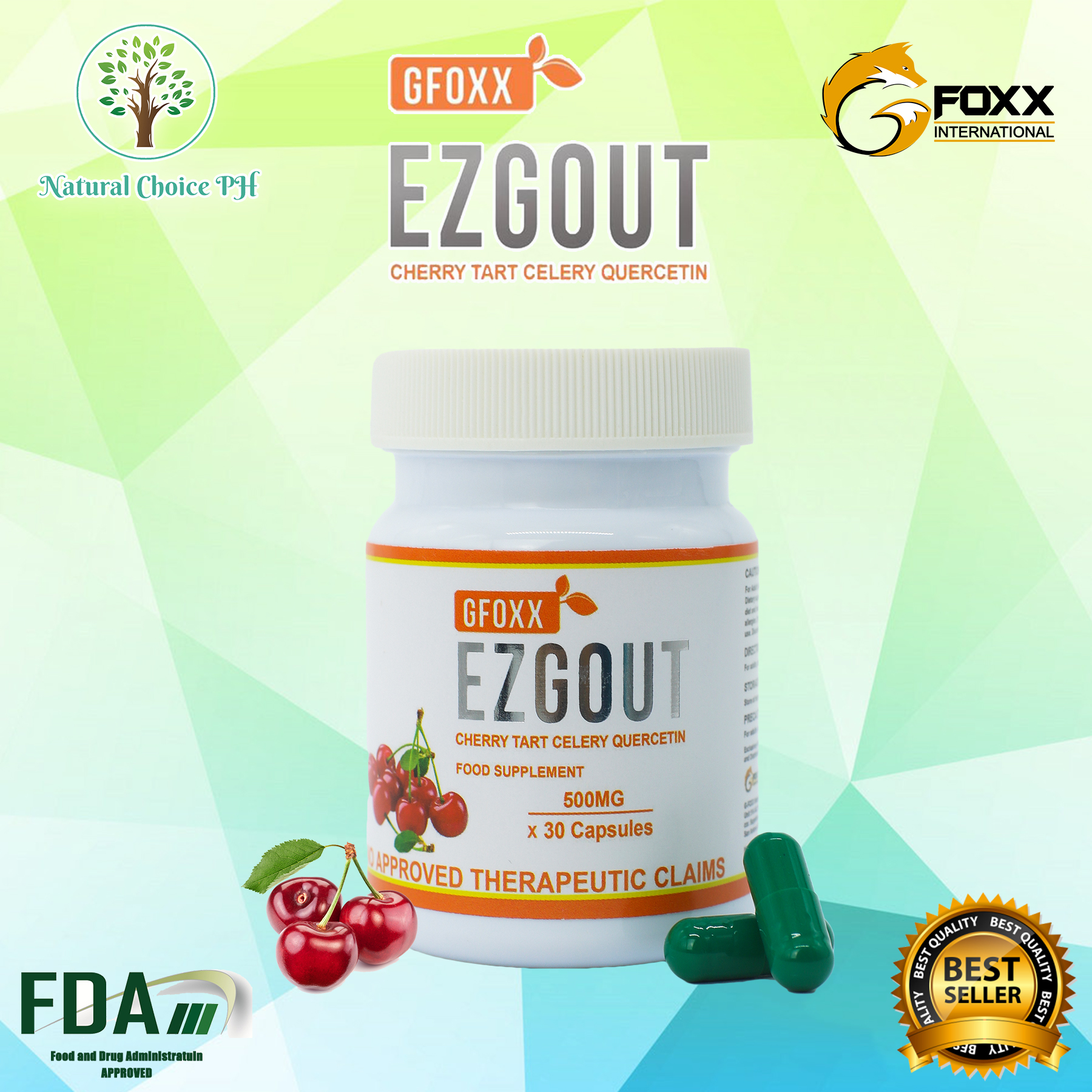 ORIGINAL GFOXX EZGOUT 30 Capsules/500mg (Gout Pain Supplement) | Lazada PH