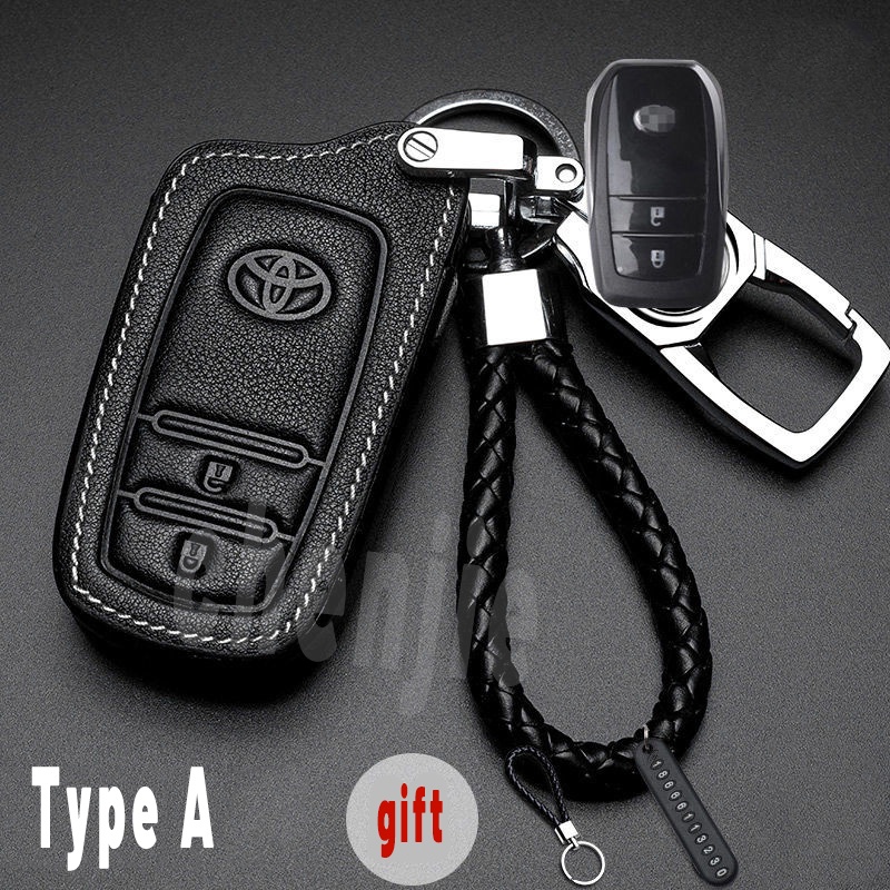 Cod high quality leather for toyota key cover Remote key case with key ...