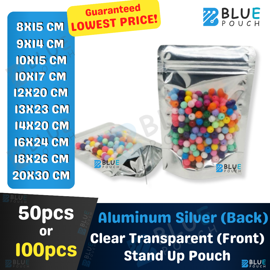 Aluminum Silver Clear Transparent Stand Up Pouch Ziplock Packaging ...