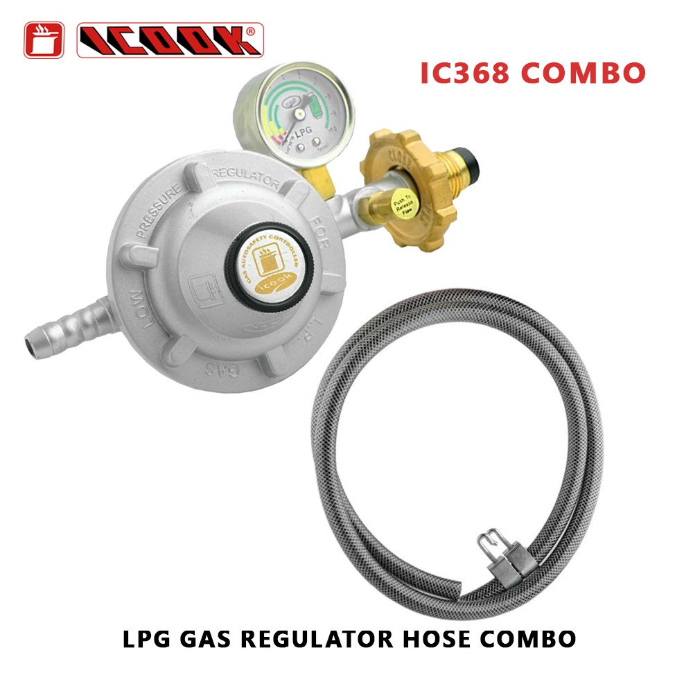 LPG Gas Regulator IC-368 w/ LPG Hose ICH-150 Gas Stove Parts IC368-H ...