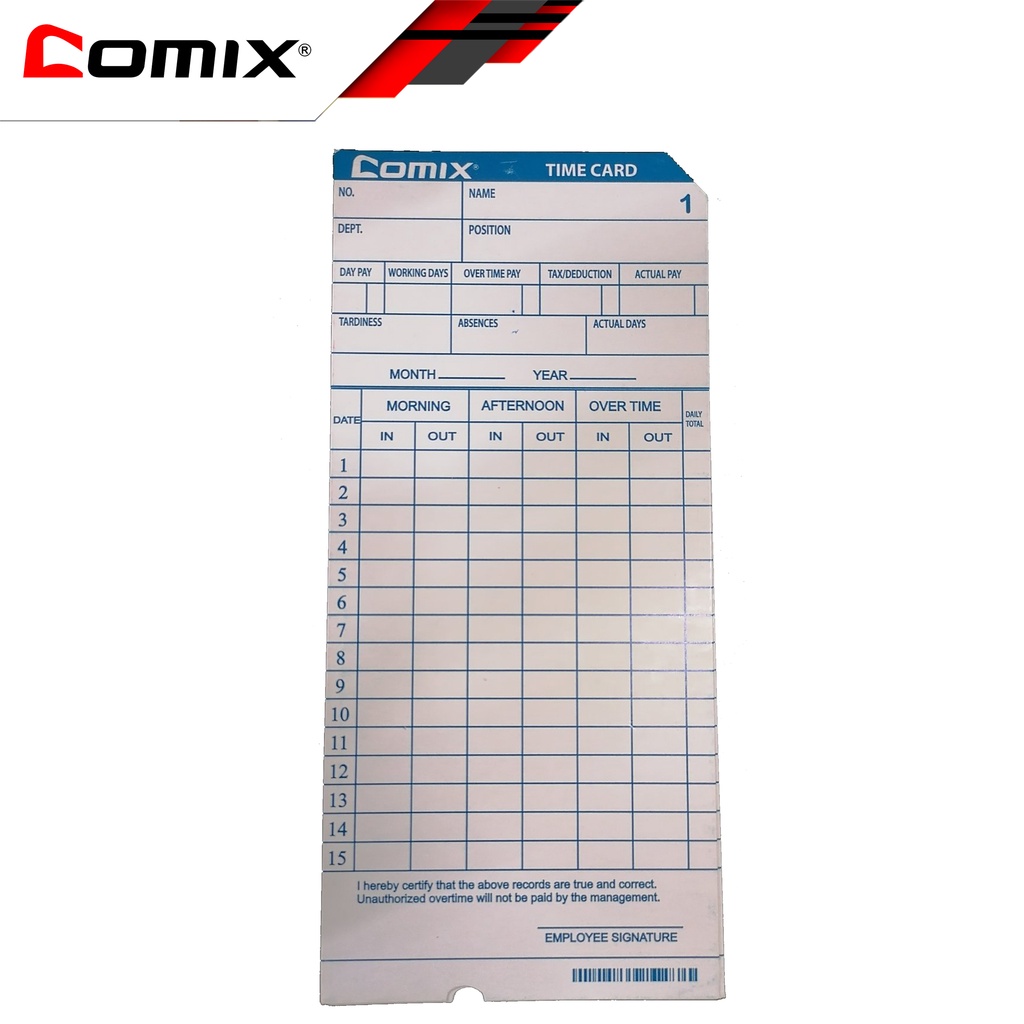 Comix Time Card For Time Recorder | Lazada PH
