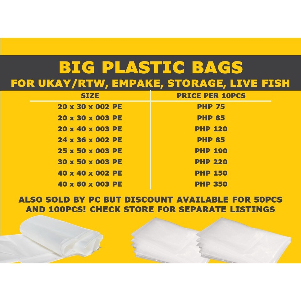 Big Plastic Bag (10pcs) for Ukay RTW Empake Storage Live Fish MAKAPAL ...