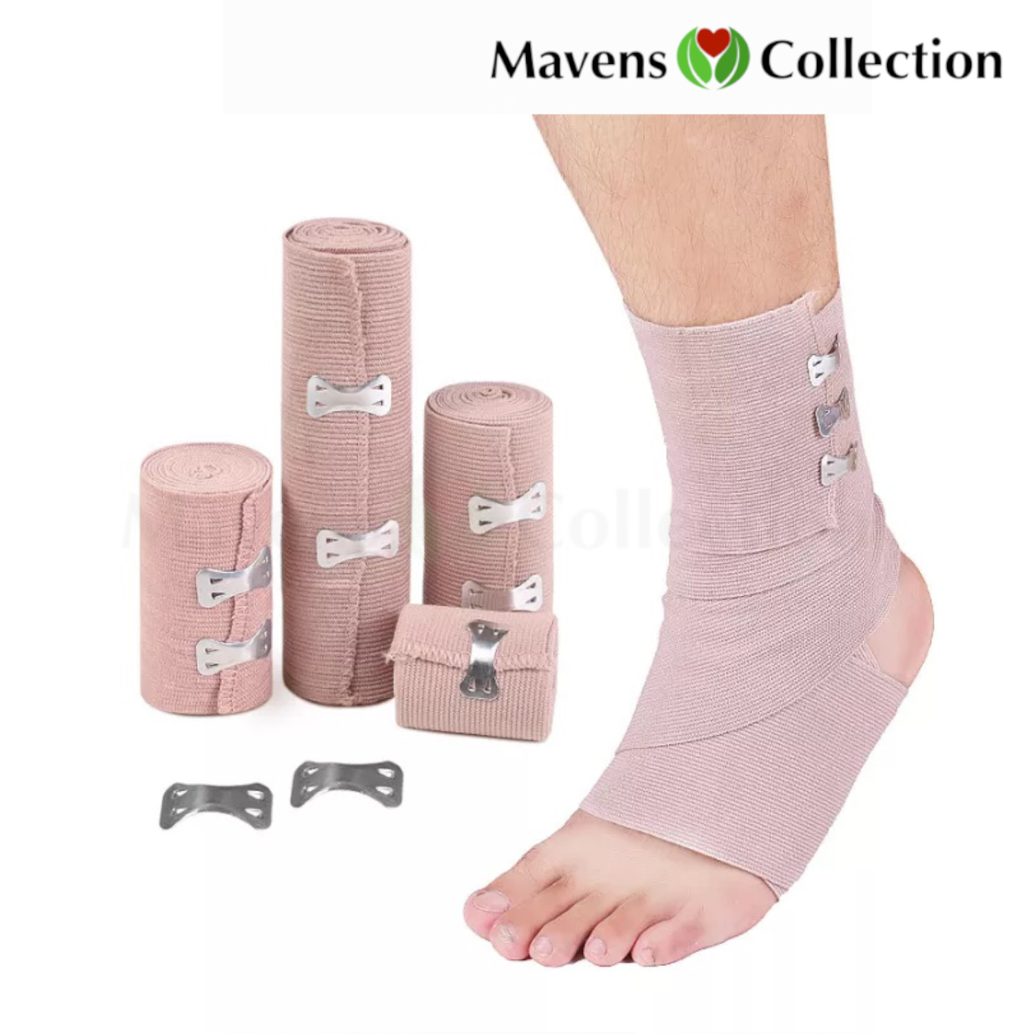 Elastic Bandage Medical First Aid Wound Care Closure with Clips (4 ...