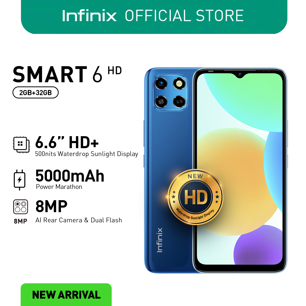 [New Arrival] Infinix Smart 6 HD, 2GB + 32GB, 5000mah, 6.6" HD+ Screen ...