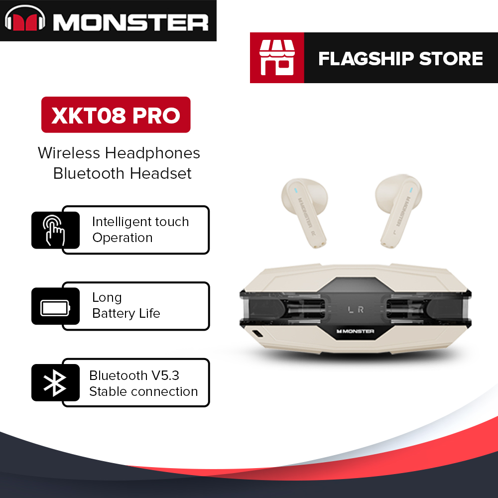 Monster XKT08 Pro Wireless Gaming Earphone Trendy Appearance Semi-in ...