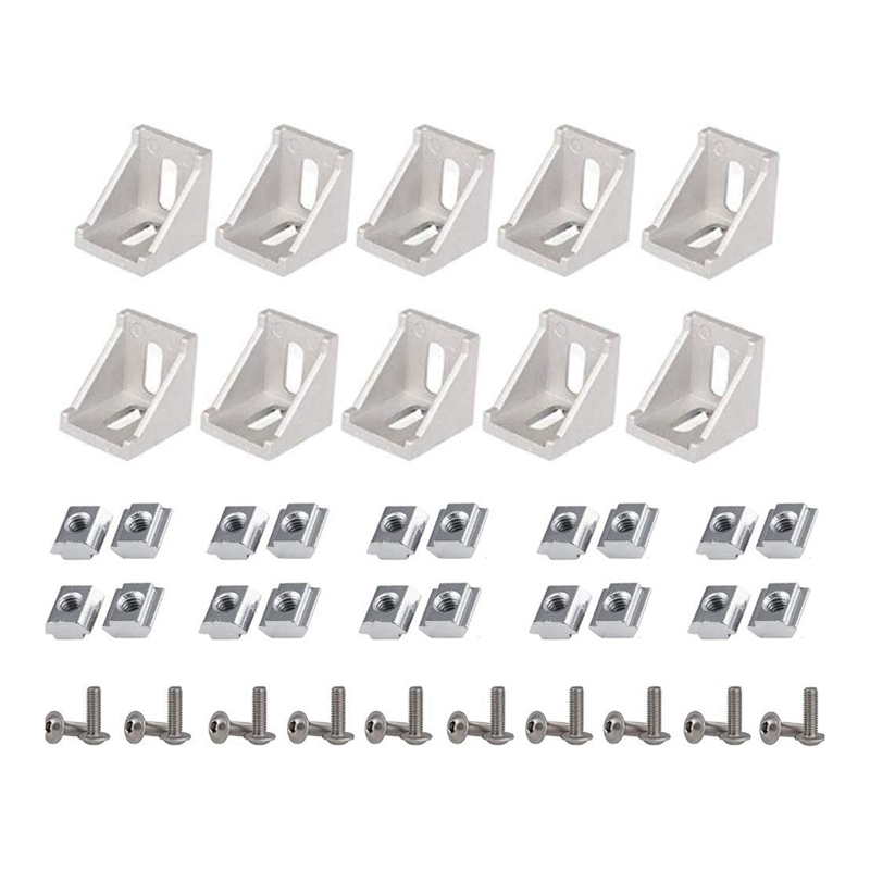 50Pcs Corner Bracket 2020 Series Aluminum Profile Connector Set for 6mm ...
