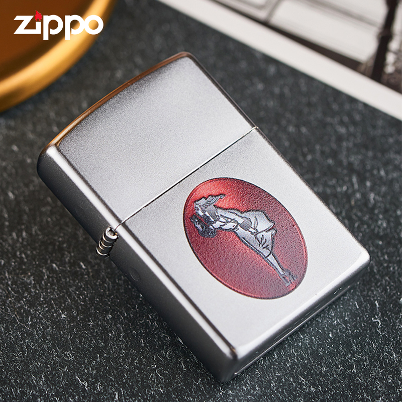 Zippo Windy Girl Design Satin Chrome Pocket Lighter | Zippo 205-084080（ Lighter Without Fuel ...
