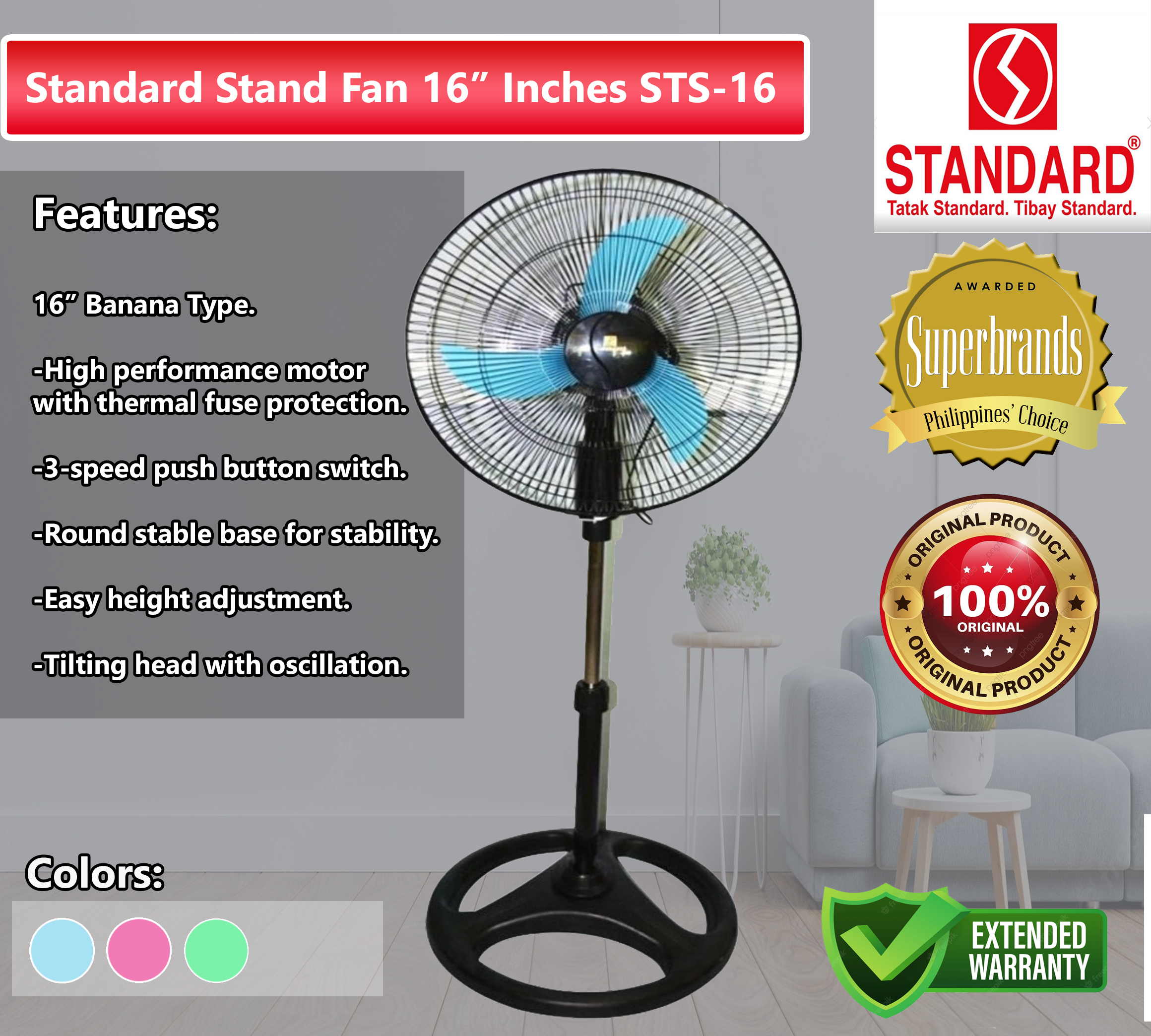 Standard Stand Fan 16 Inches Banana Blade STS 16 Brand New | Lazada PH