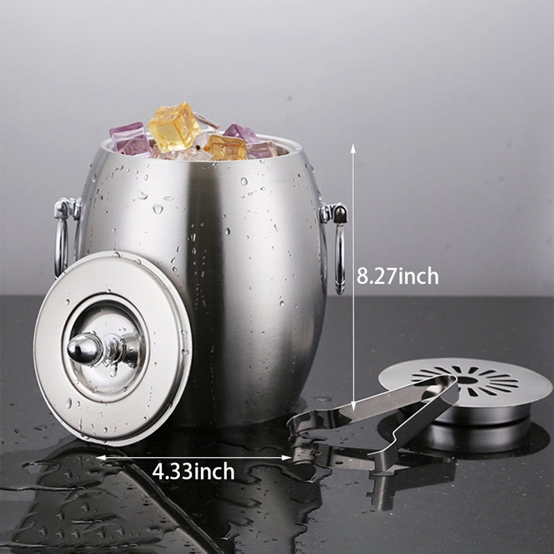 304 Oval Ice Bucket, Wine Coolers Stainless Steel Double Wall Champagne ...