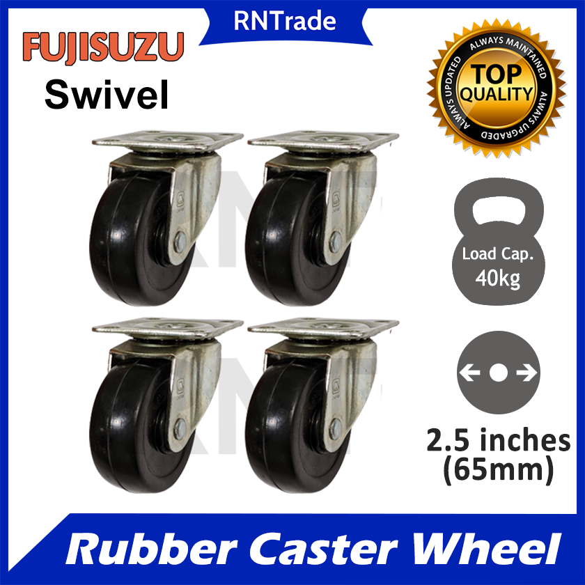 FUJISUZU Rubber Caster Wheel 2.5 inches (65mm) Swivel (4pcs) | Lazada PH