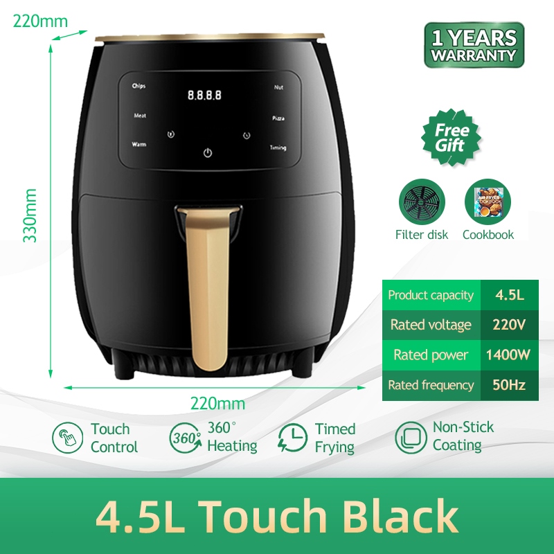 ICON Air Fryer LCD Touch Oil Free No Air Fyer Smoke Chip Machine Bake ...