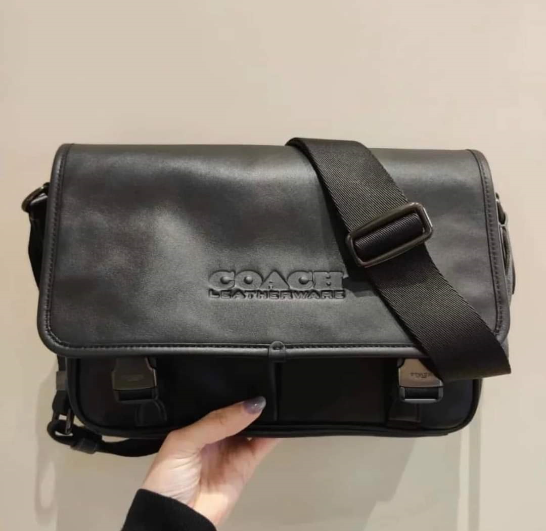 Original Coach League Men's Leather Messenger Bag C9157 - Black | Lazada PH