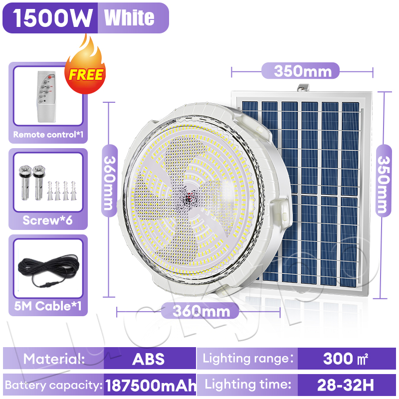 【Free shipping】Solar Ceiling Light 2000W Indoor solar lights with solar ...