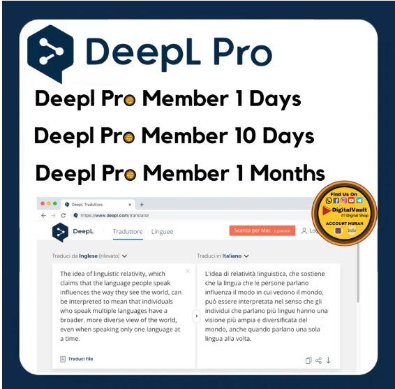 [PERSONAL ACCOUNT] Deepl Pro Premium Account 1 Days / 10Days / 1 Months ...