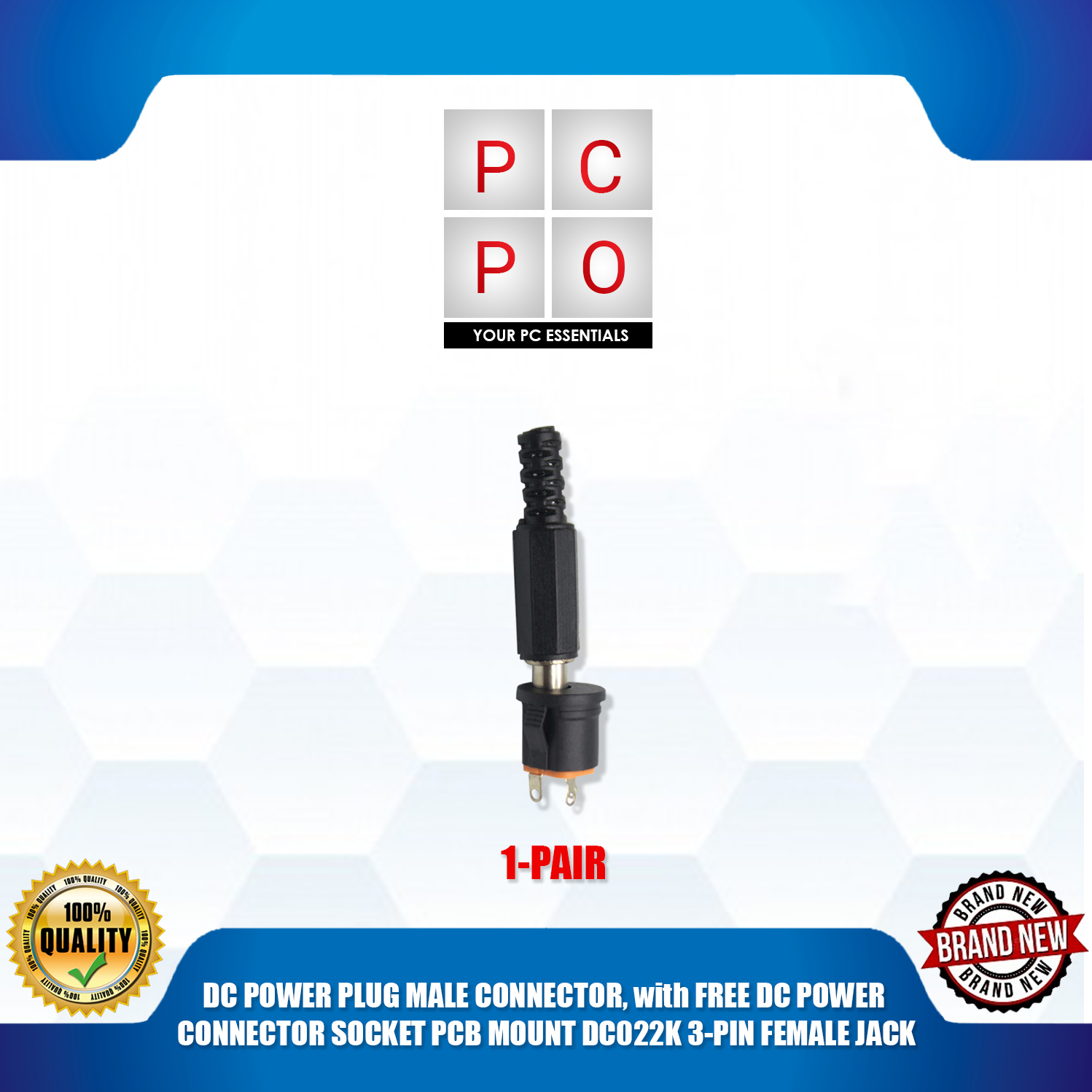 DC POWER PLUG MALE CONNECTOR, with FREE DC POWER CONNECTOR SOCKET PCB ...