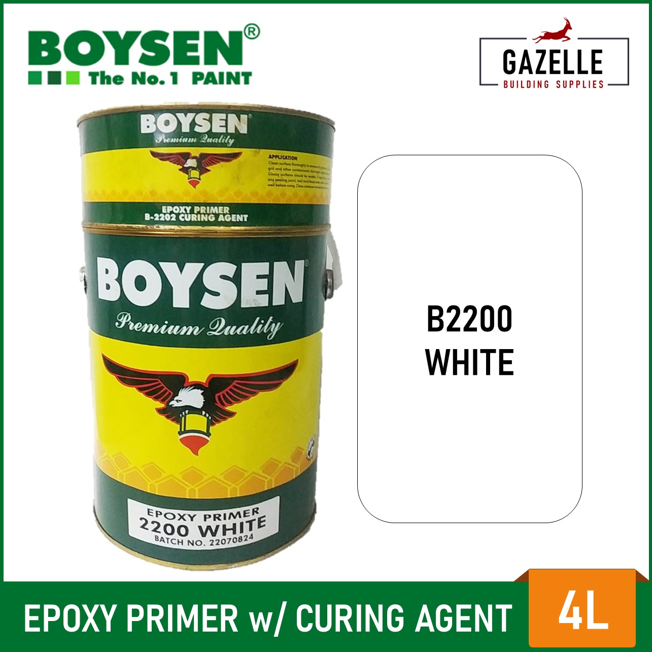 Boysen Epoxy Primer White B2200 - 4L w/ Curing Agent | Lazada PH