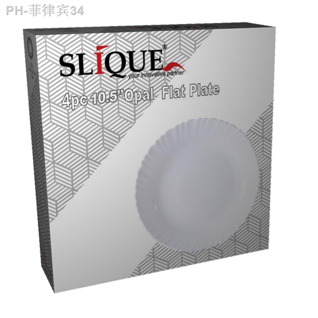 ♣ Slique Premium Round Opal Flat Plate Dinnerware 10.5- Set of 4 ...