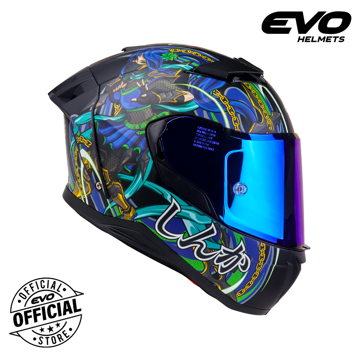 EVO XT-300 SAKURA Full Face Dual Visor Helmet With Free Clear Lens ...