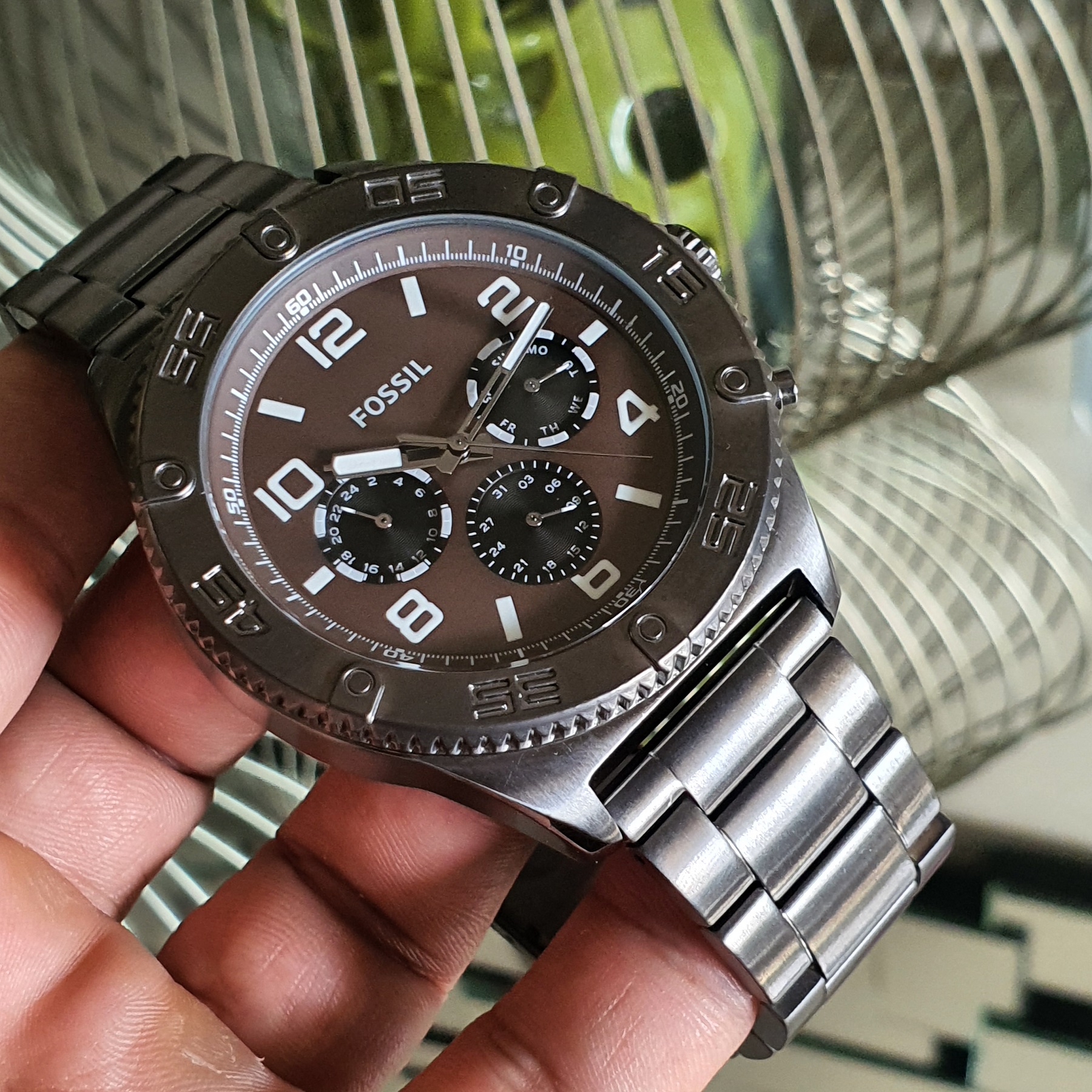 Original BQ2533 Fossil Brox Multifunction Smoke Stainless Steel Watch ...