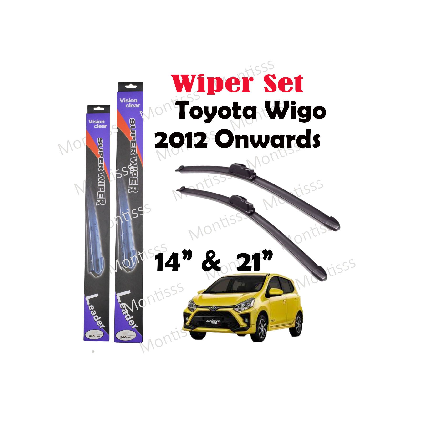 Super Wiper 14" & 21" Toyota Wigo (2012 - Onwards) Banana Type Wiper Set | Lazada PH