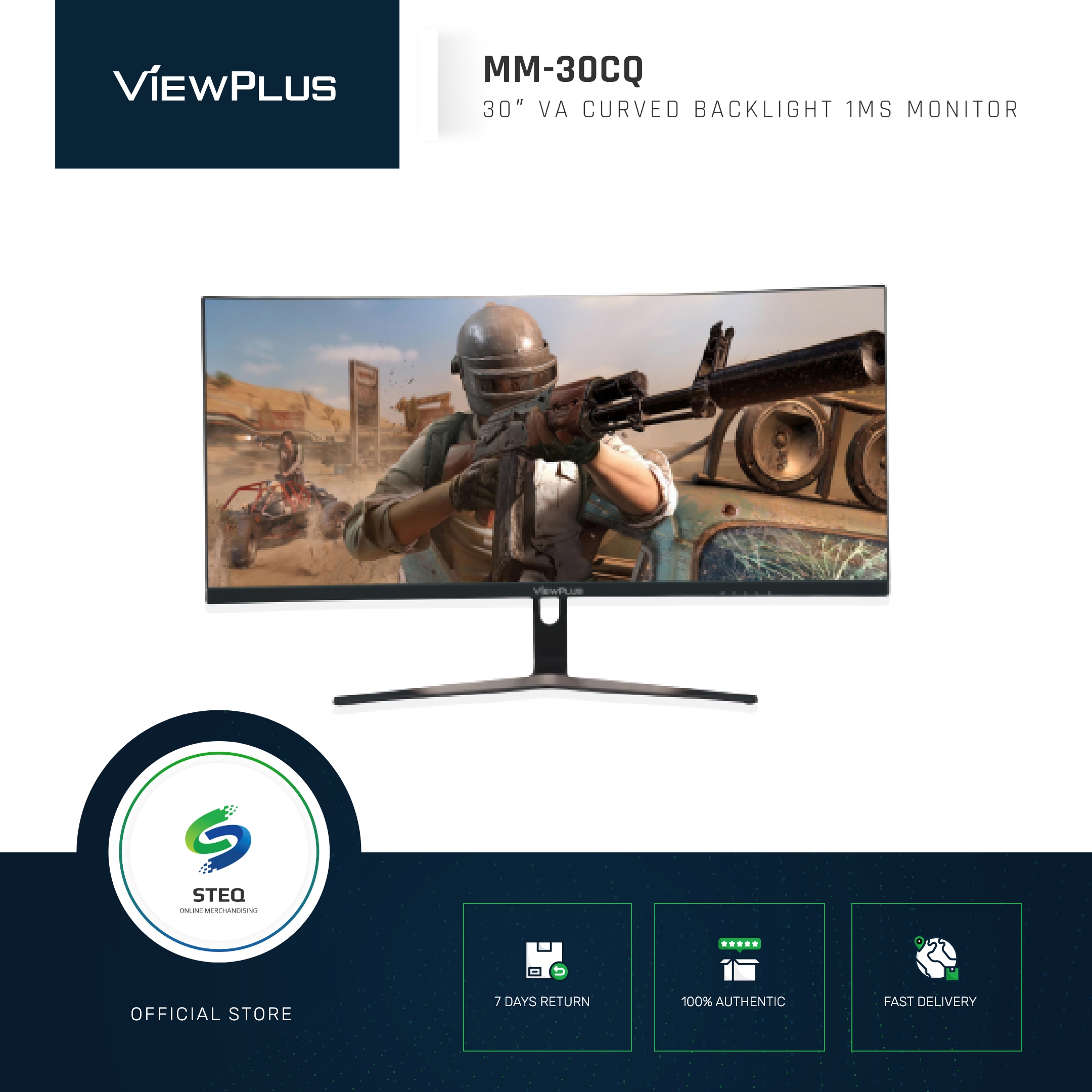 STEQ VIEWPLUS MM-30CQ 30' ELED-BACKLIGHT VA CURVED GAMING MONITOR ...