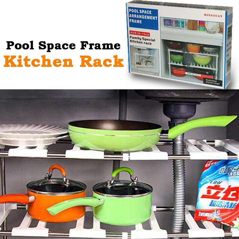 2-Tier Adjustable Extendable Multi Purpose Kitchen Bathroom Under Sink ...