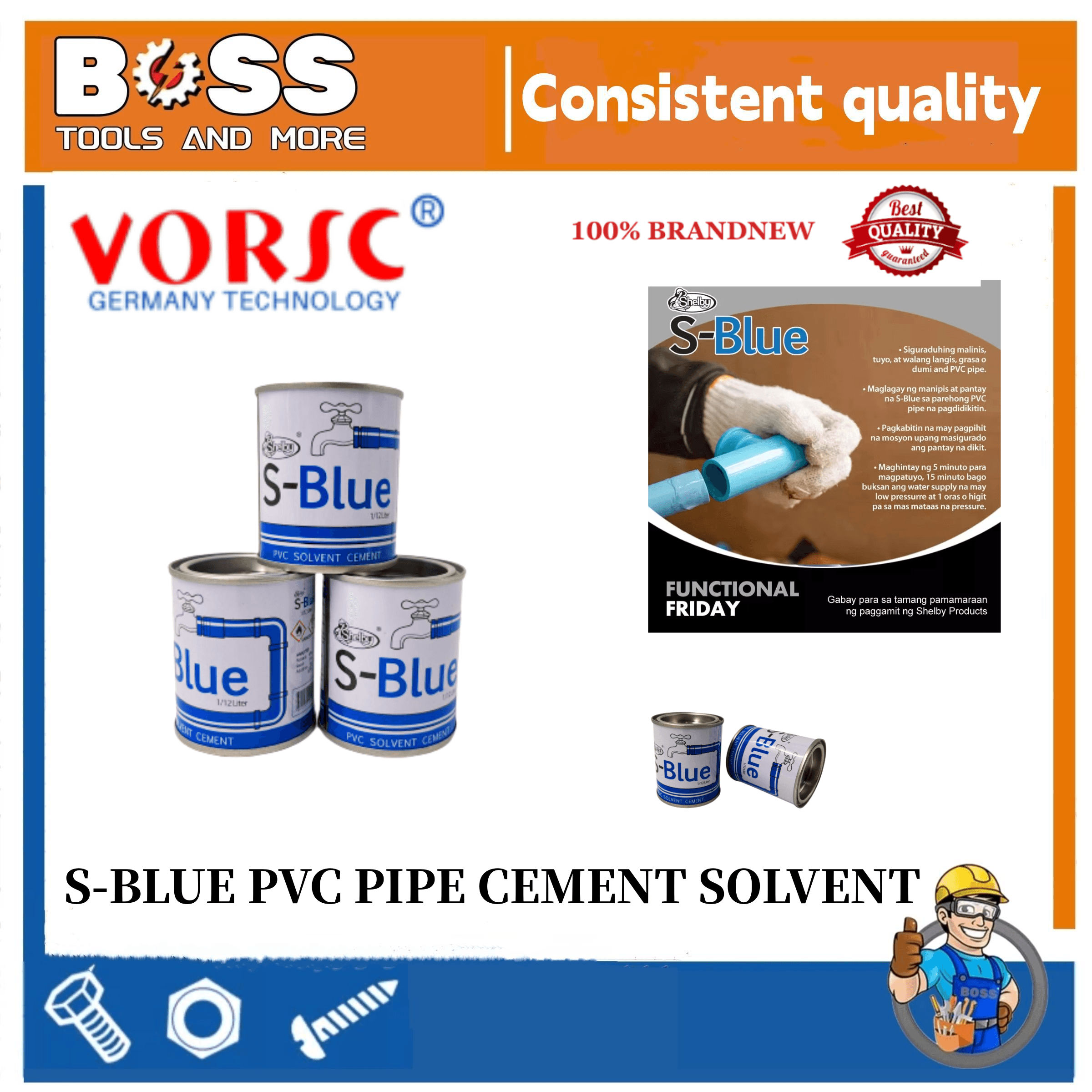S-BLUE PVC PIPE CEMENT SOLVENT/SOLVENT CEMENT 1/12 LITER | Lazada PH