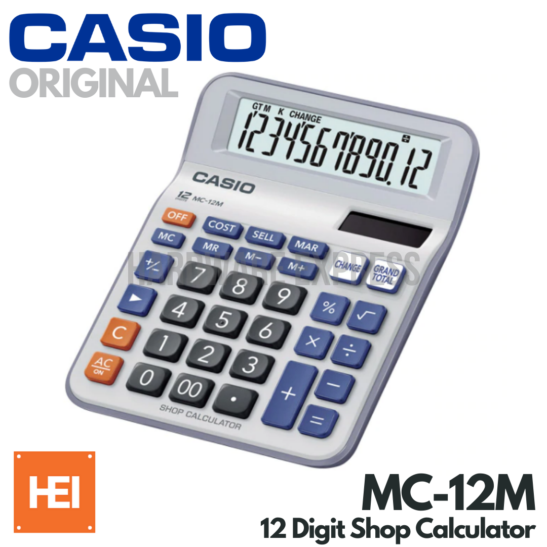 Casio Calculator 12 Digit Shop Calculator MC-12M 100% Original ...