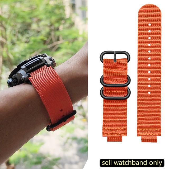 Nylon Orange Army Green Watch Strap for Casio PROTREK PRW 2500T/3500 ...