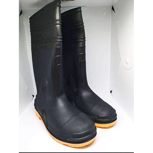 SUPER TUFF Safety Boots Black/Orange Sole 14” (ST-911) Rain Boots ...