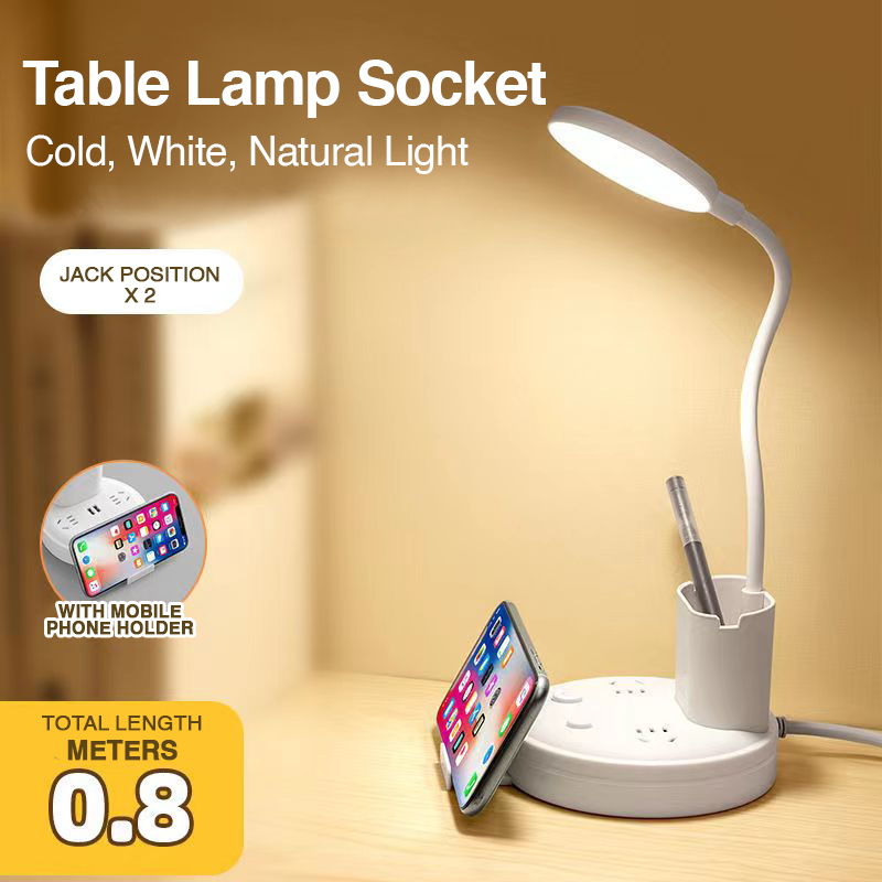 6 in 1 Electric Sockets with Night Desk table lamp with socket 2 USB ...