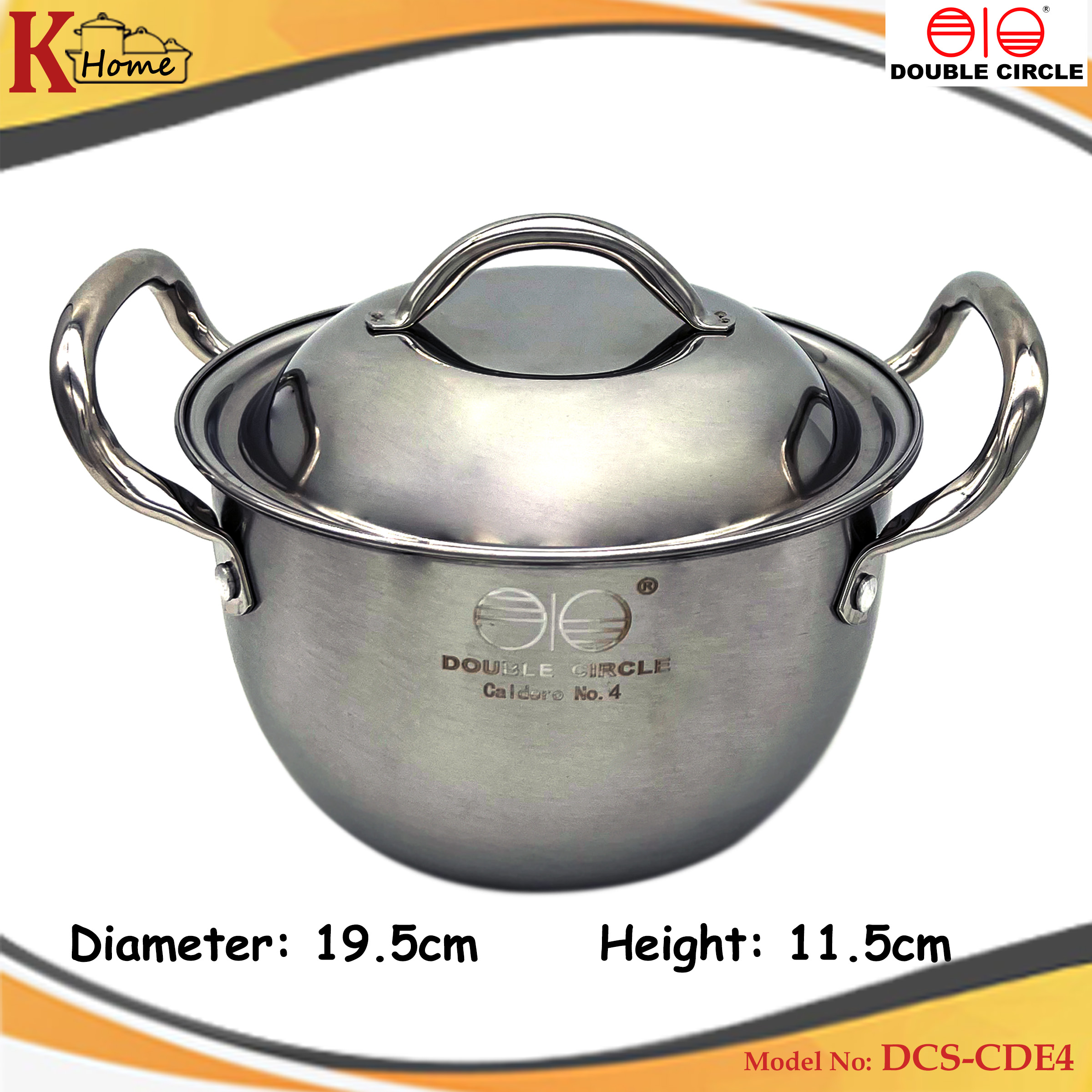 Double Circle Stainless steel Caldero double handle Casserole Cooking ...
