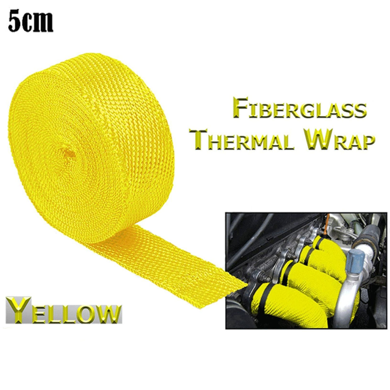 1.5mm*50mm*5m Car Motorcycle Thermal Wrap Insulating Exhaust Muffler ...