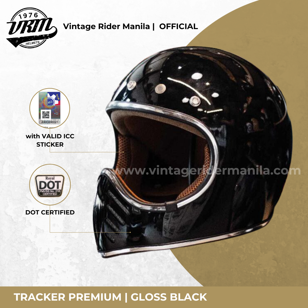 VRM 1976 Tracker Premium Gloss Black Full Face Helmet | Lazada PH