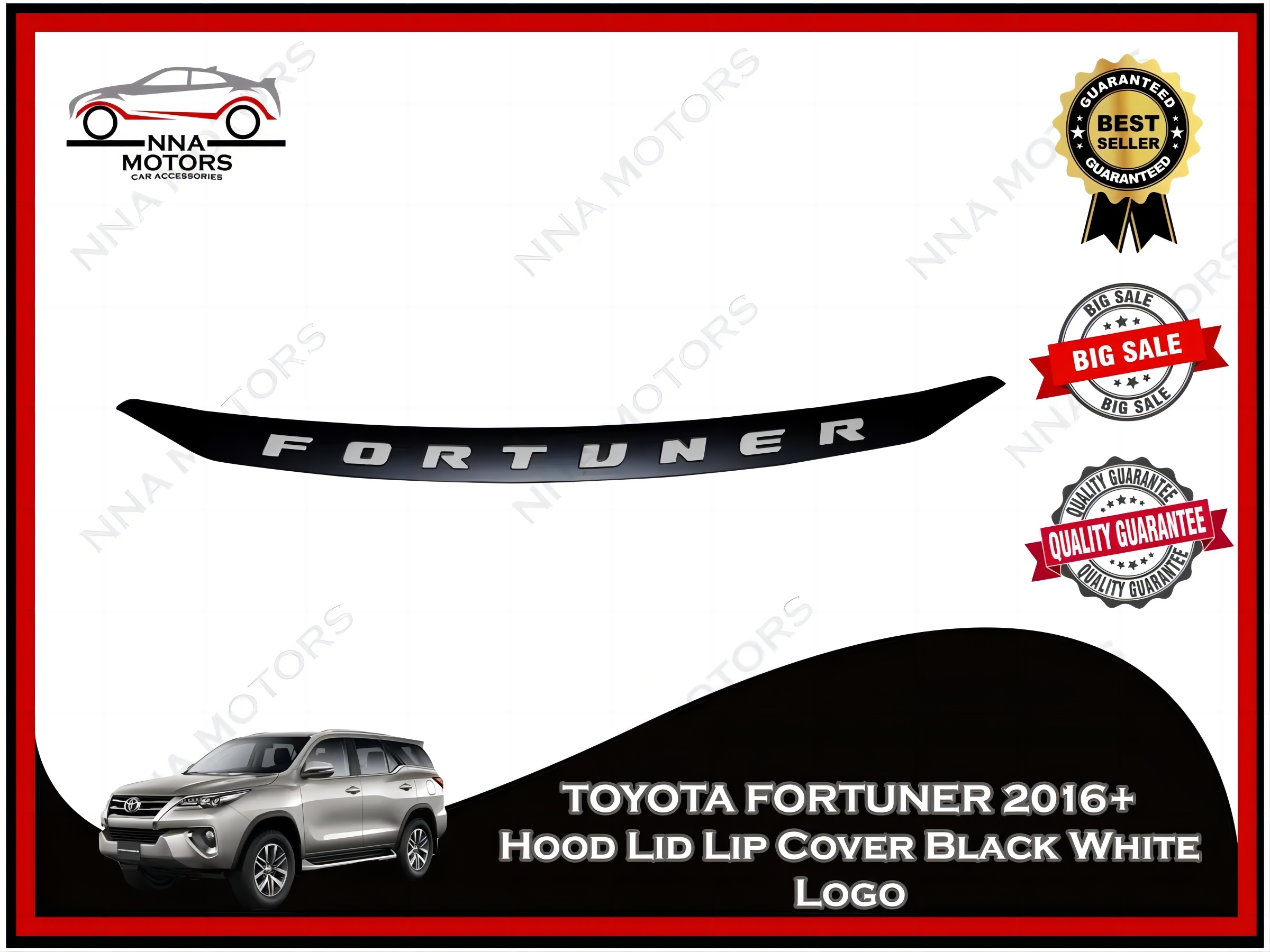 TOYOTA FORTUNER 2016+ Bonnet Guard Hood Lid Cover Logo Hood Lip Trim ...