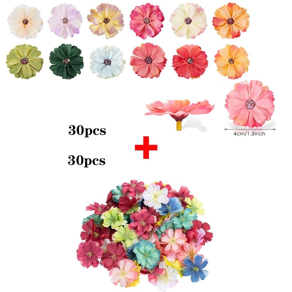 20/40/60 Pieces Faux Flowers for Crafts Artificial Small Flower Heads ...