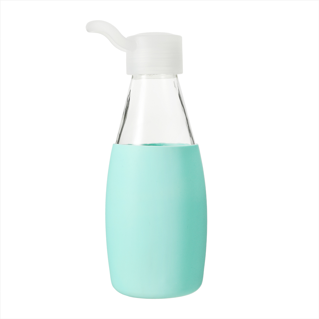 Miniso Glass Bottle with Handle and Silicone Cover 500mL Yellow/Blue ...