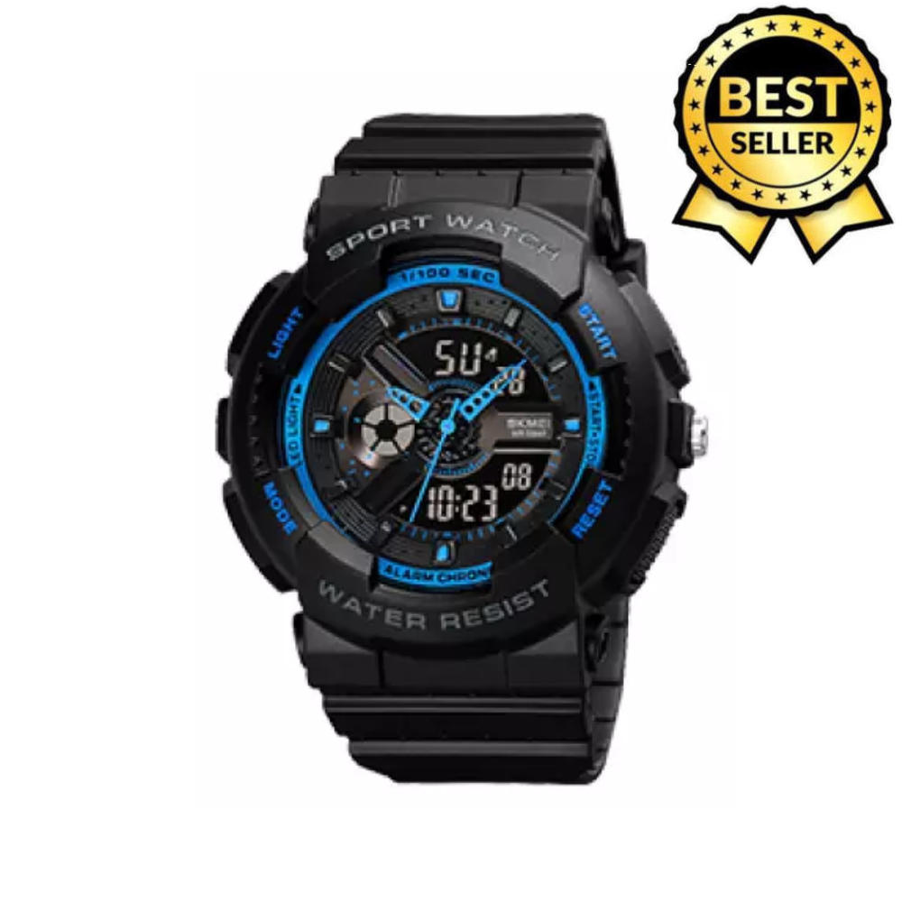 Sports Watch Waterproof Digital & Analog Display Blue Dial Resin Band ...
