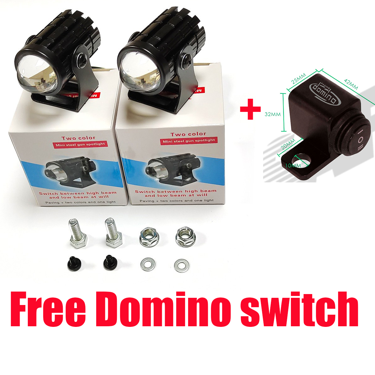 Motorcycle lights Mini Driving Light White+Yellow Pair of Universal ...